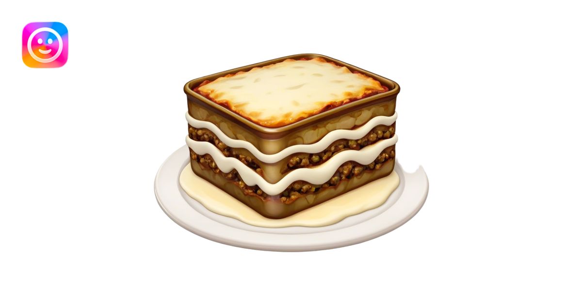 Cinematic Realistic Moussaka Dish Emoji, depicted with layers of ...