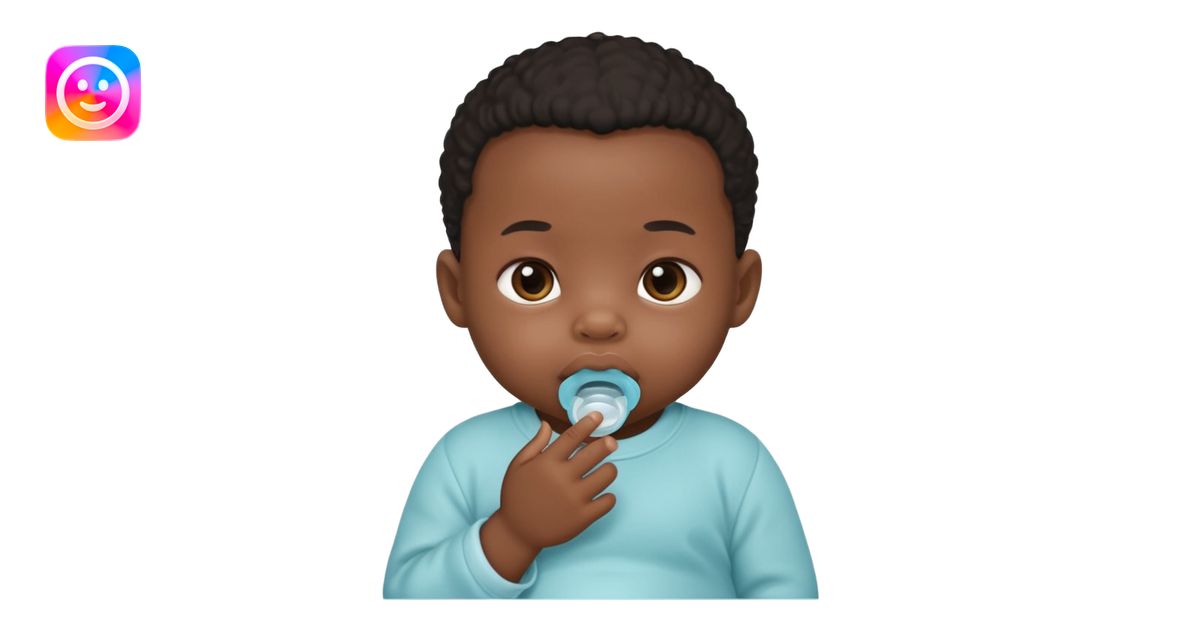 Black newborn baby, pacifier in mouth emoji | AI Emoji Generator