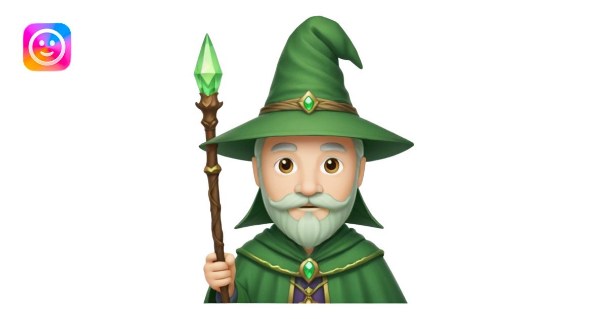 green wizard with mustache emoji | AI Emoji Generator
