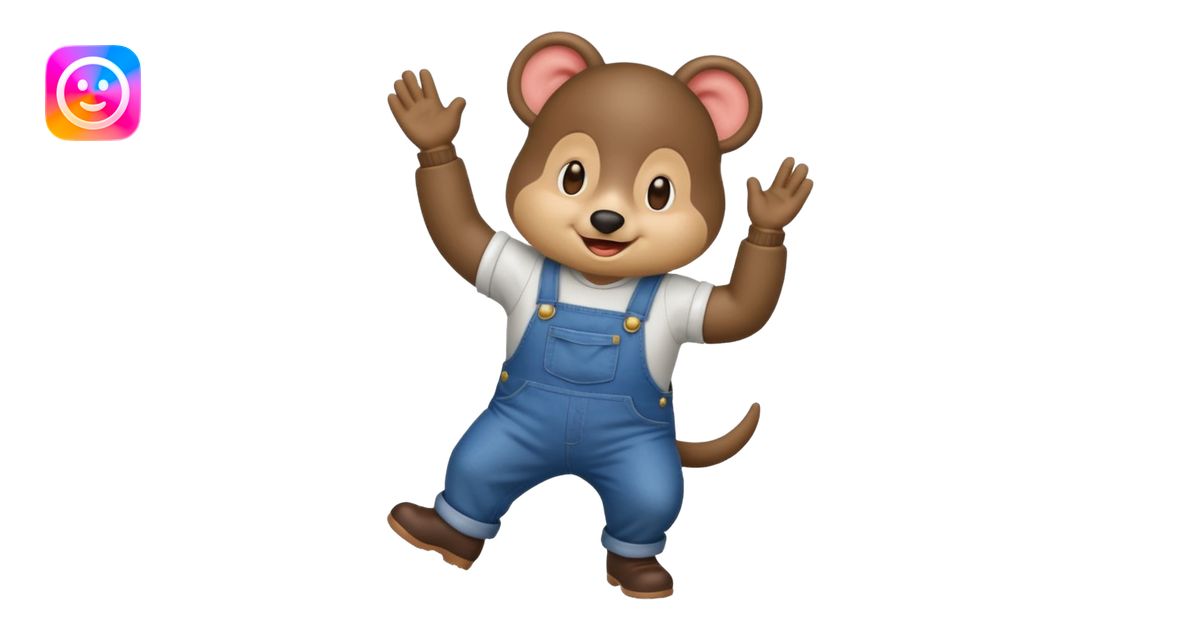 mole wearing overalls, dancing, apple emoji style emoji | AI Emoji ...