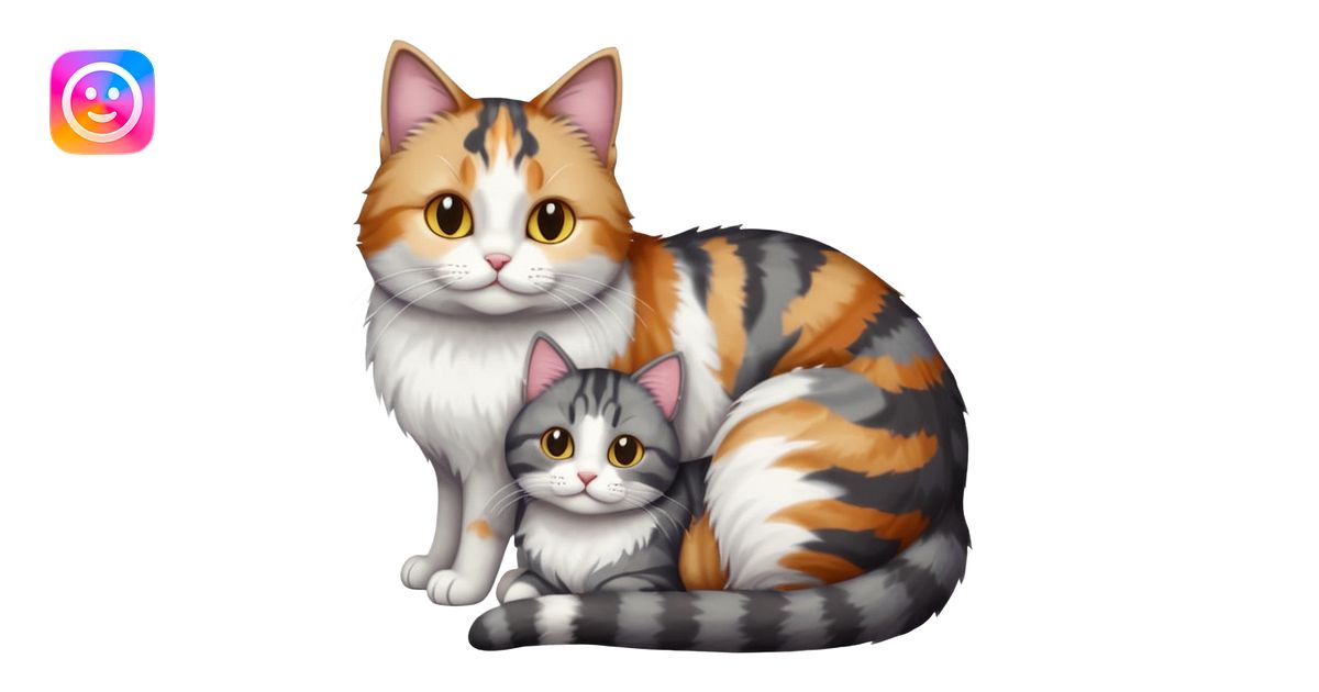 full body colourful light patched calico + white tabby cat cuddling a ...