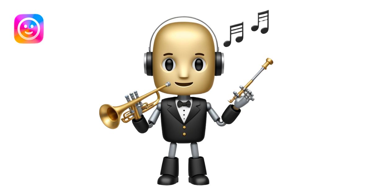 robot a sophisticated and elegant emoji that represents orchestration ...