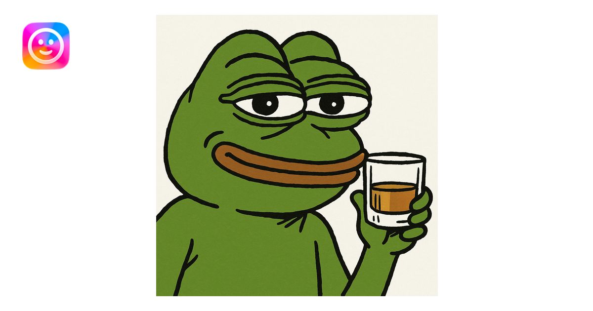 Pepe the Frog holding up a whiskey glass, pepe meme style meme | AI ...
