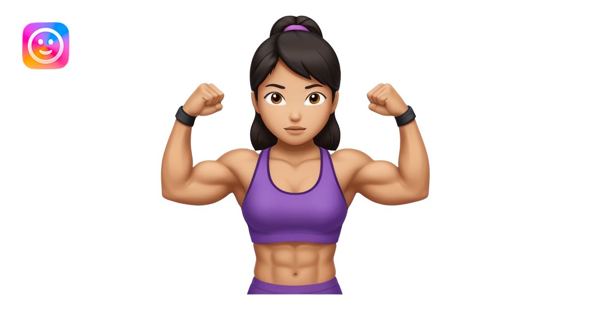 asian girl flexing extremely muscular body emoji | AI Emoji Generator