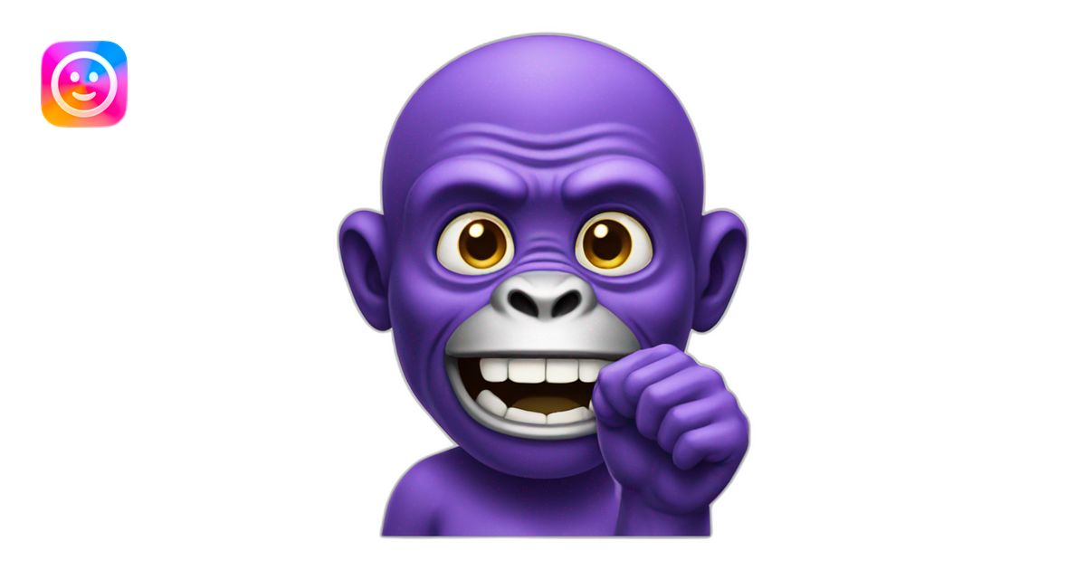 purple ape waving emoji | AI Emoji Generator