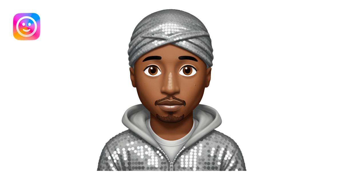 Tupac with silver sequin outfit emoji | AI Emoji Generator