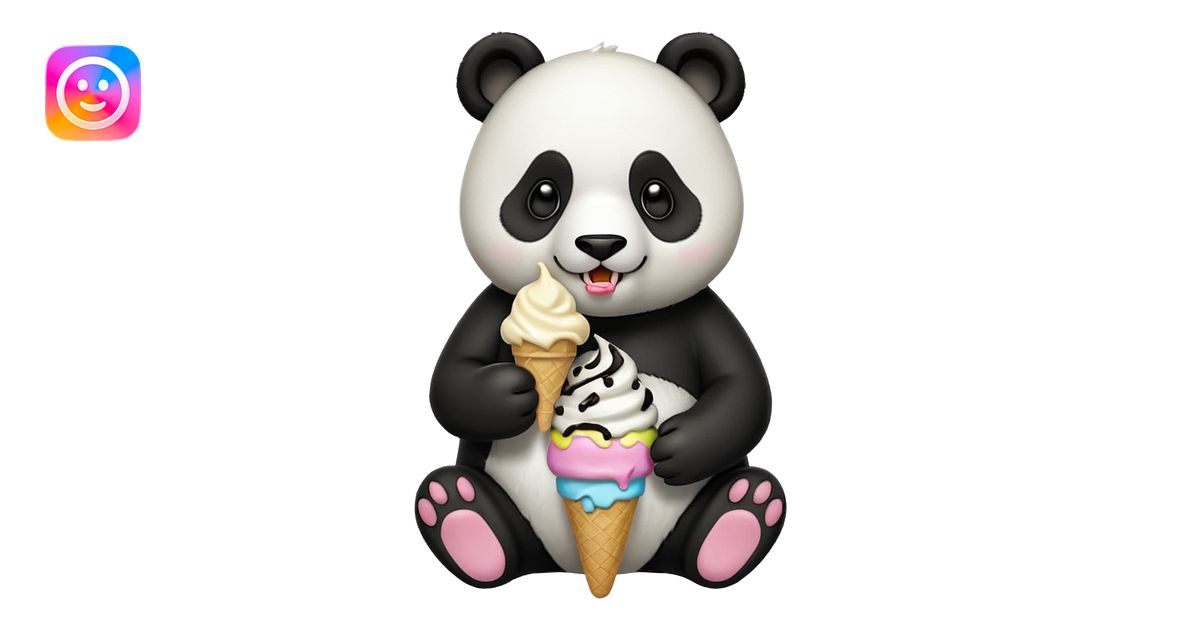 Panda eating ice cream emoji | AI Emoji Generator