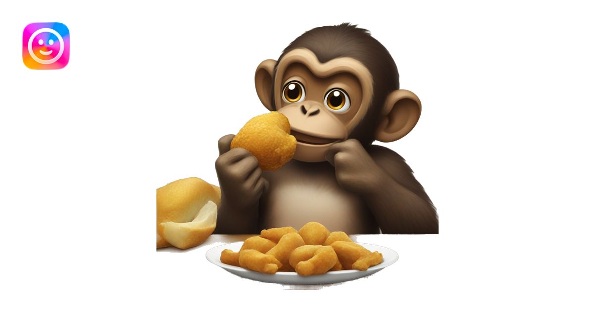 Monkey eating a chicken emoji | AI Emoji Generator