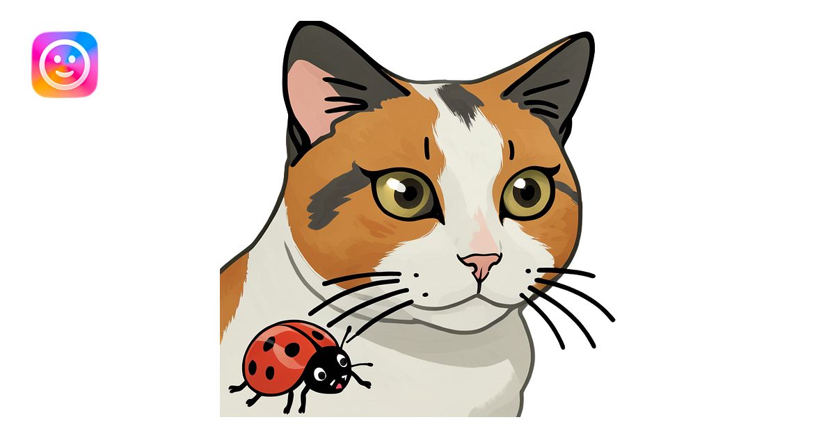 Calico cat with ladybug meme | AI Emoji Generator