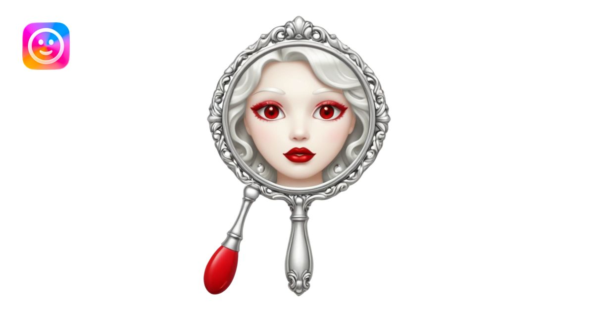 hand mirror, polished silver chrome, erotic vanity aesthetic emoji | AI ...