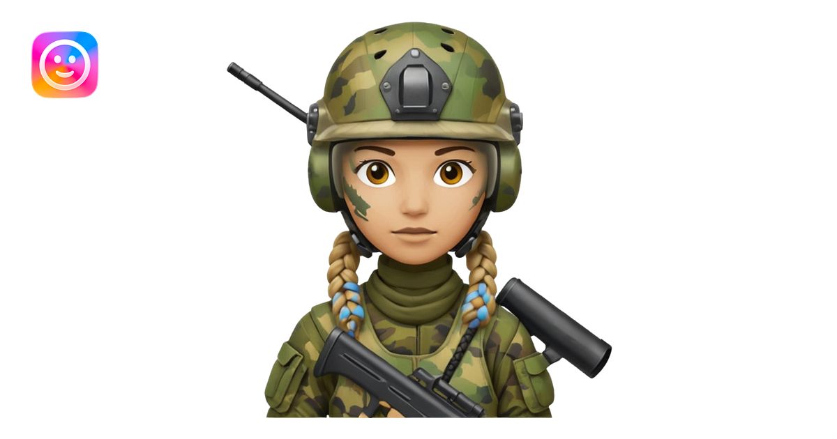 paintball player with geared face braided hair emoji | AI Emoji Generator