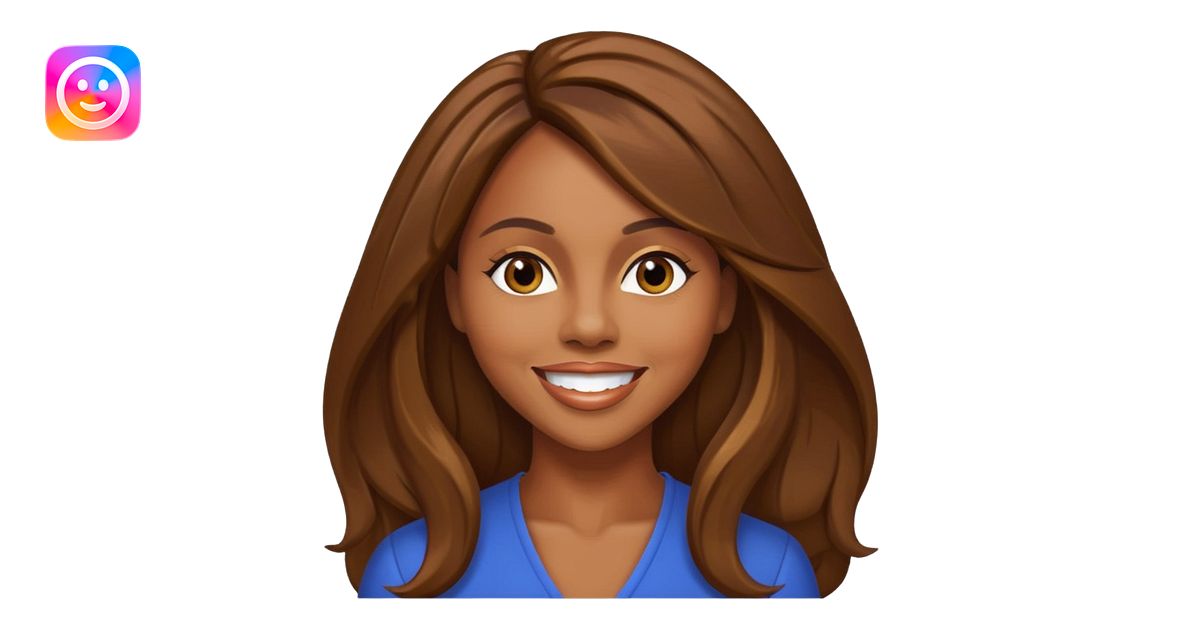 Deborah Cox with long brown hair emoji | AI Emoji Generator