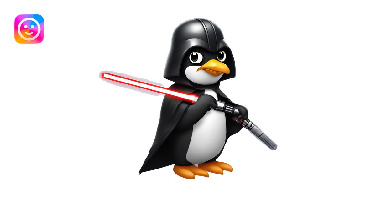 Penguin as Darth Vader with Lasersword emoji | AI Emoji Generator