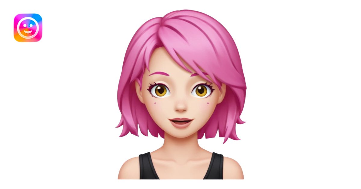 simple emoji of Jem from Jem and the Holograms, classic pink hair ...