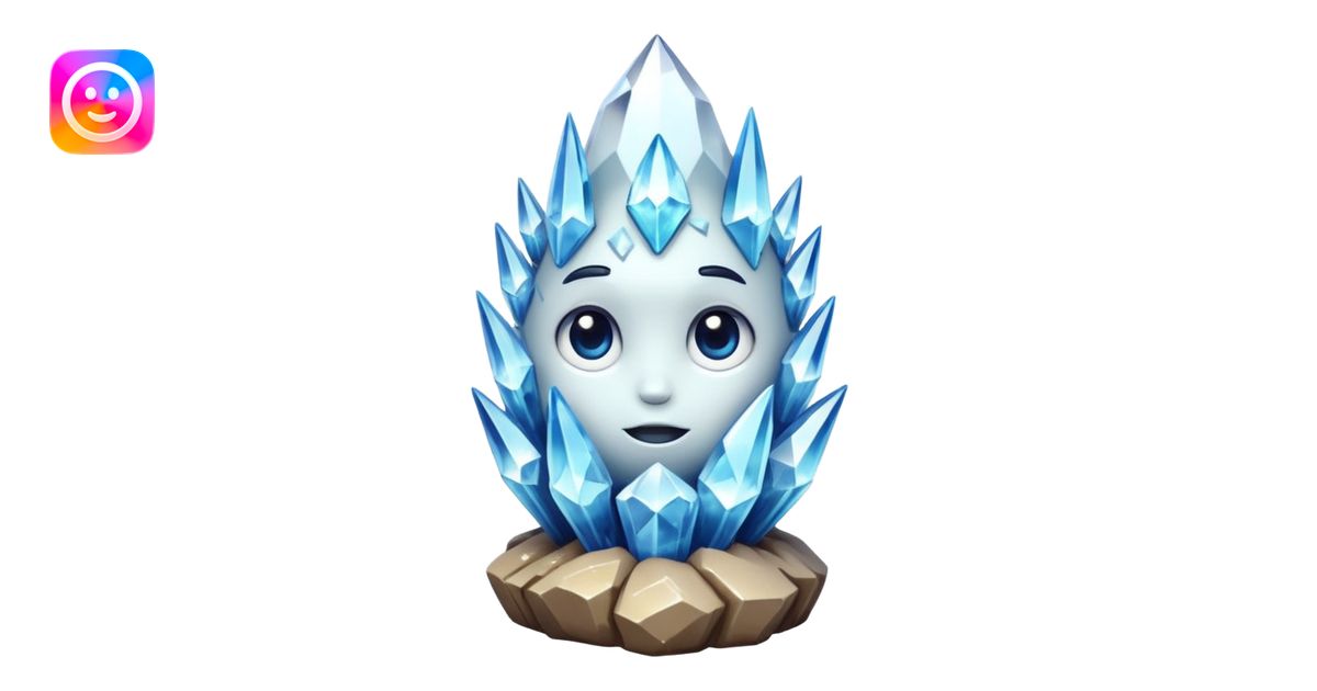 A single cute crystal rock character inspired by a clear quartz cluster ...