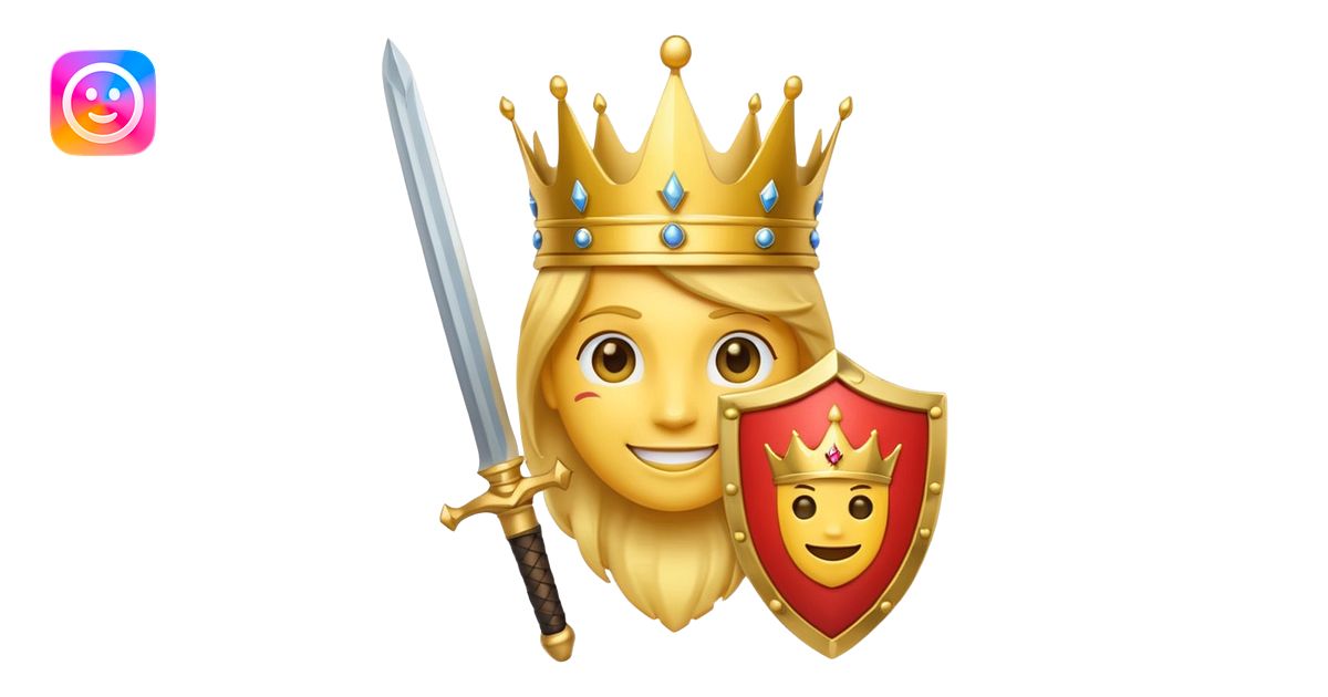 Powerful emoji with sword, shield and crown emoji | AI Emoji Generator