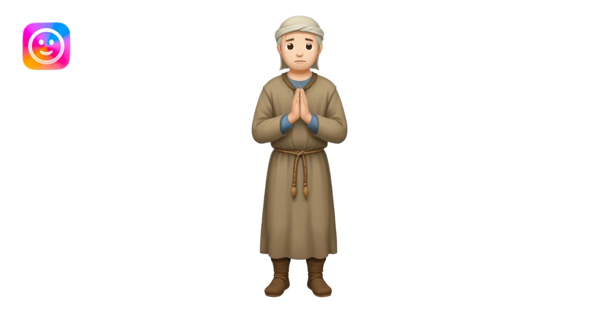 medieval peasant standing and praying full body emoji | AI Emoji Generator