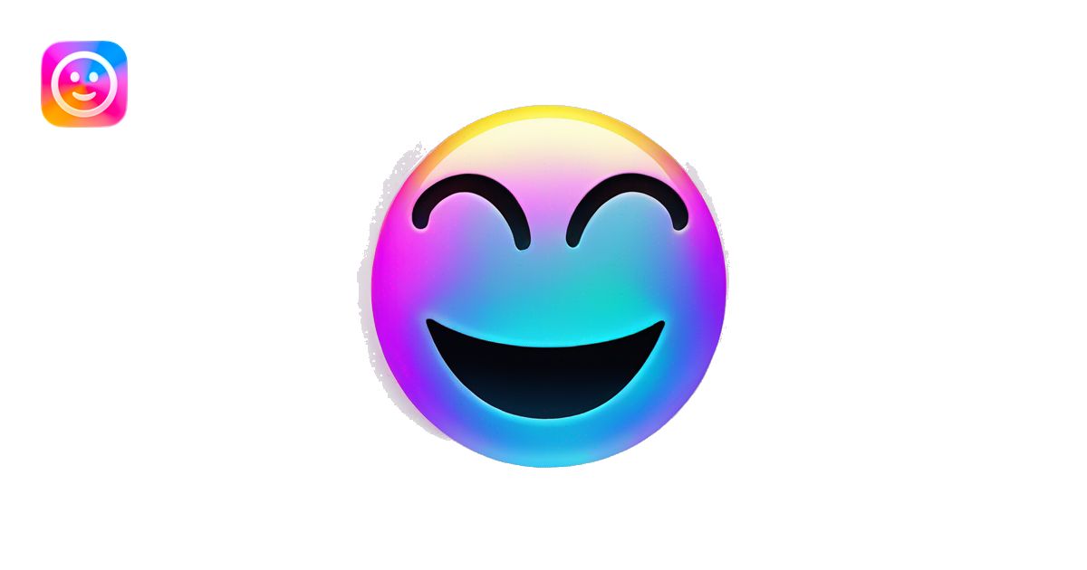 Iridescent neon smiley face emoji | AI Emoji Generator