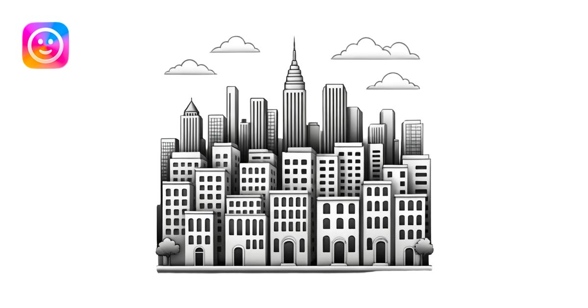 city landscape doodle emoji | AI Emoji Generator