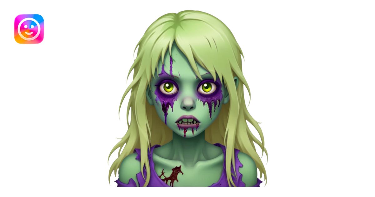 undead zombie girl with rotting green skin, purple bruises, messy long ...