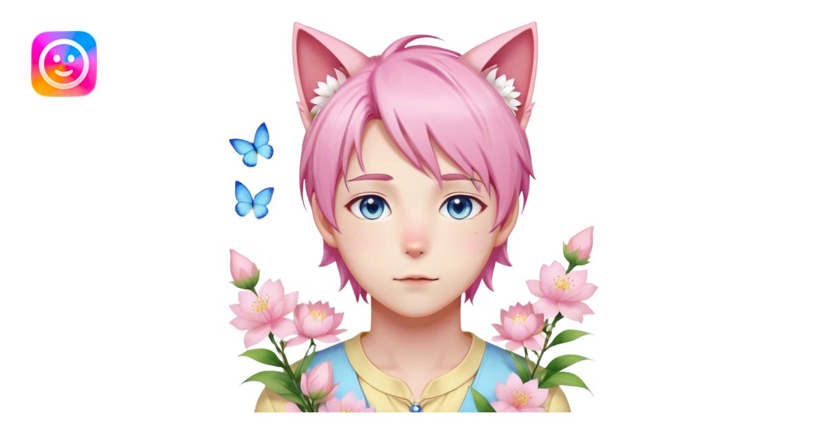 Pastel effeminate young femboy man with pastel pink shiny hair, pink ...