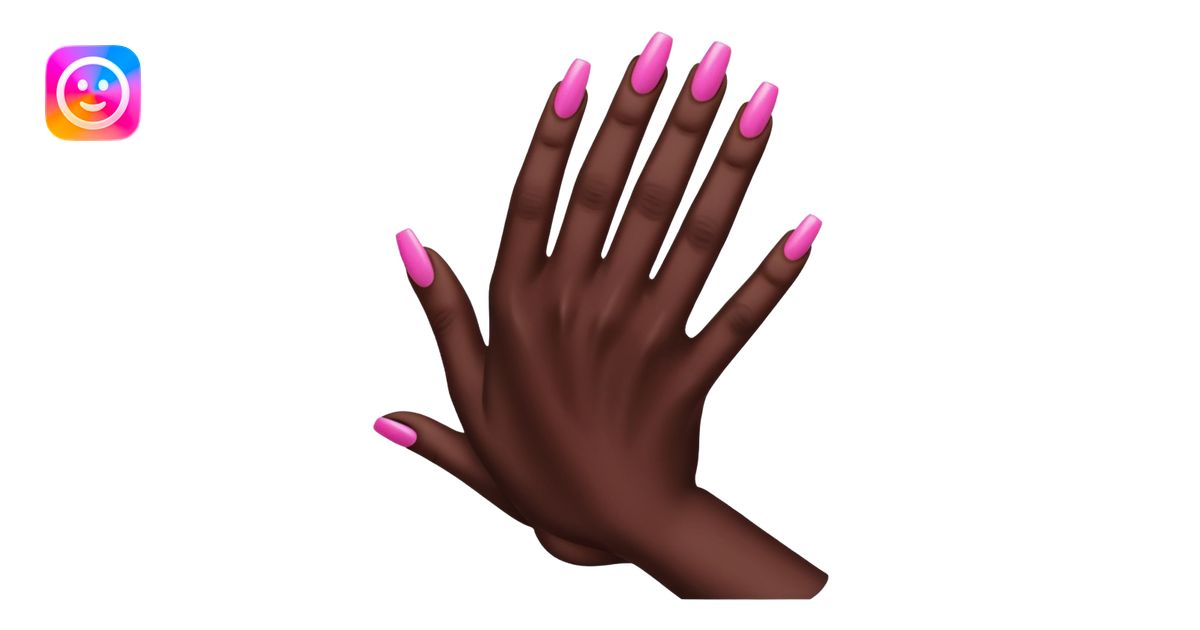 Black hand with pink nails emoji | AI Emoji Generator