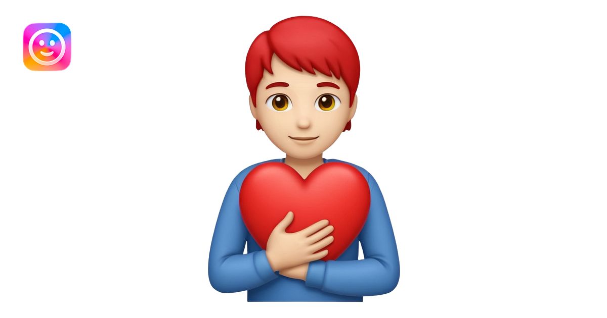 make an emoji of hugging a heart, one person. it's supposed to show a ...