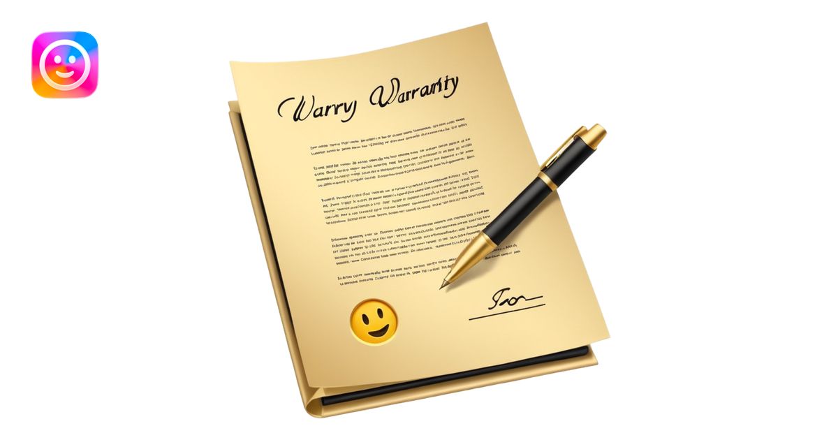warranty contract golden paper signed, emoji | AI Emoji Generator