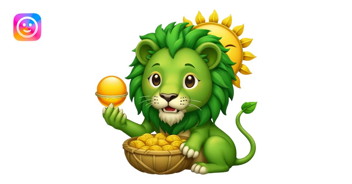 Alchemist style green lion eating sun emoji | AI Emoji Generator