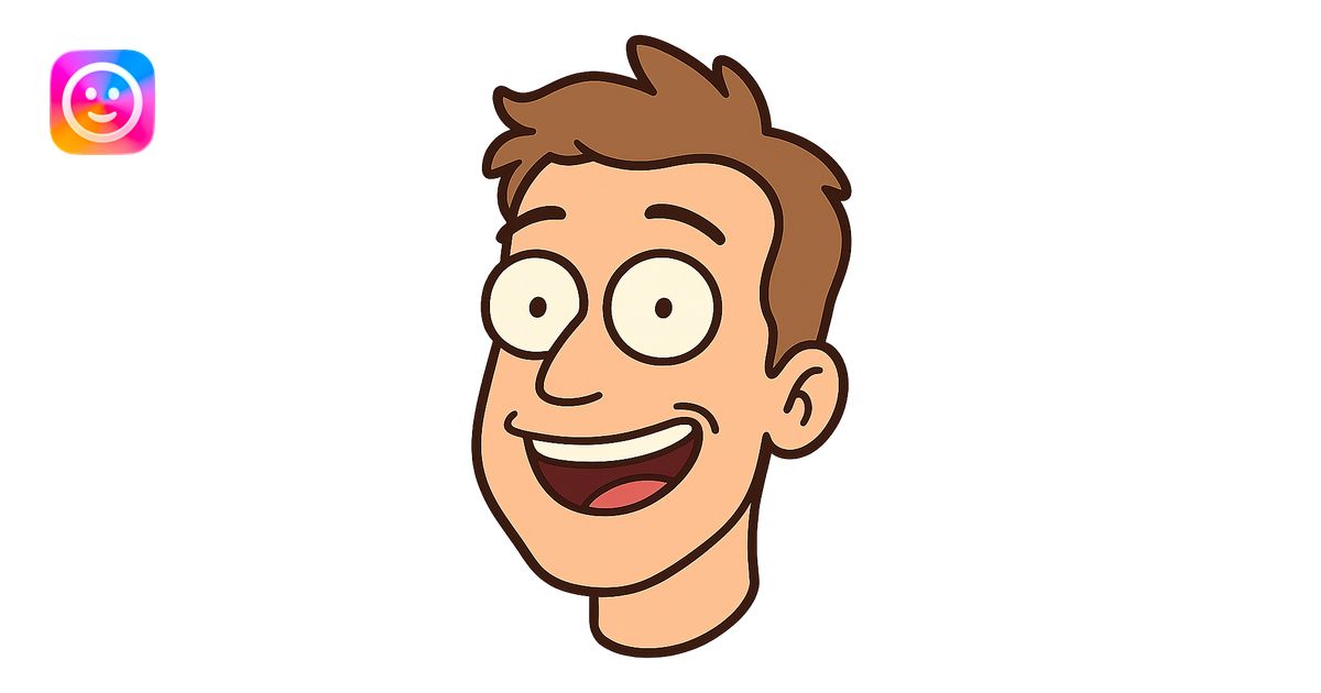 cartoon head, smiling illustration | AI Emoji Generator