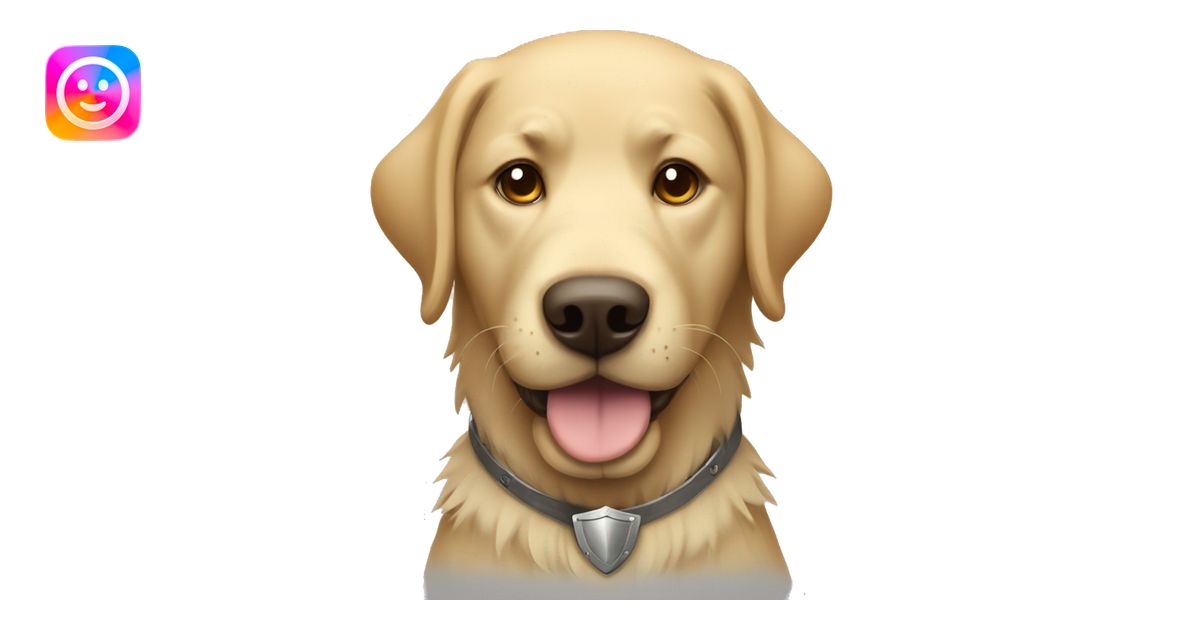 shaggy labrador-like dog with a shield emoji | AI Emoji Generator