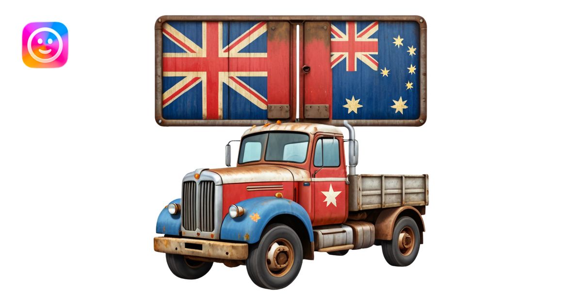 Old Mack truck with Australian flag on door emoji | AI Emoji Generator