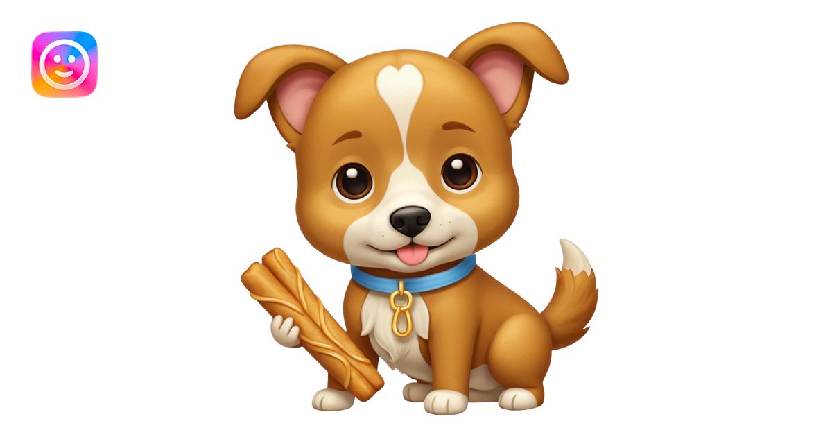 Un perrito viendo con hambre un churro emoji | AI Emoji Generator