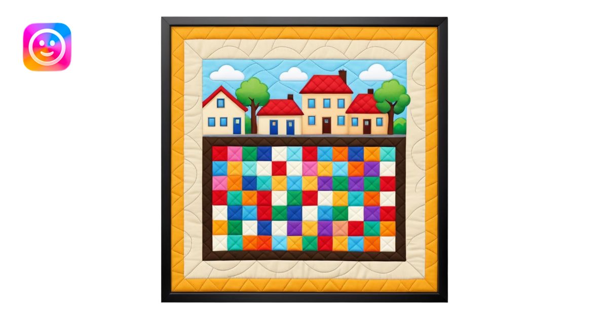 A Block saying "wifi" lying on a street in a quilt village emoji | AI ...