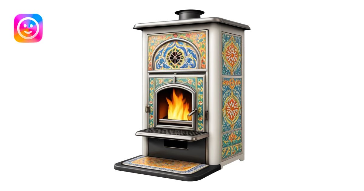 Ornamental European coal stove from the 1900s with ceramic tile ...