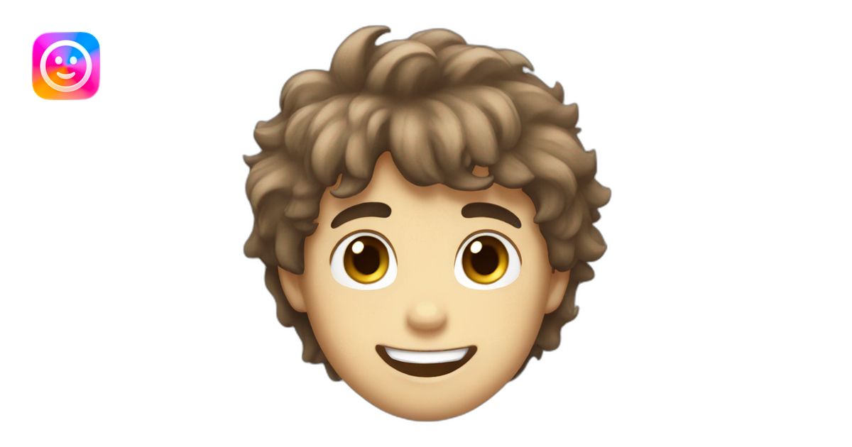 derpy smile fluffy brown hair boy emoji | AI Emoji Generator