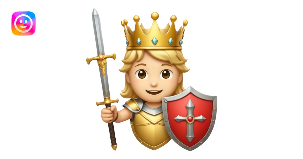 Powerful emoji with sword, shield and crown emoji | AI Emoji Generator