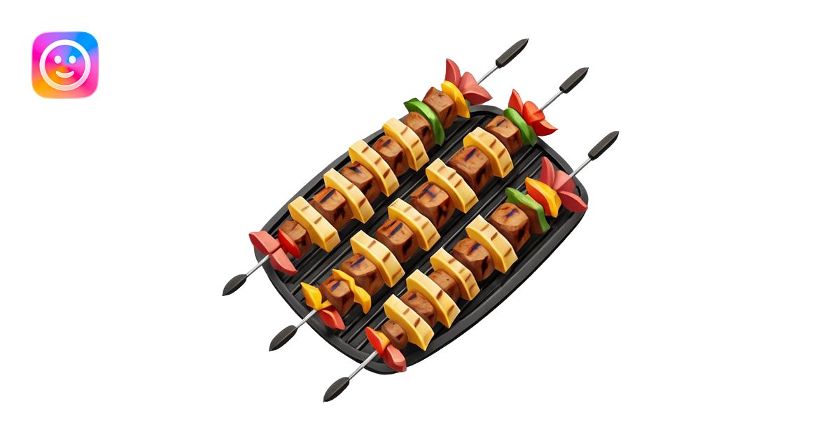 grilled shish kebab object icon, meat skewers with grill marks, 3D ...