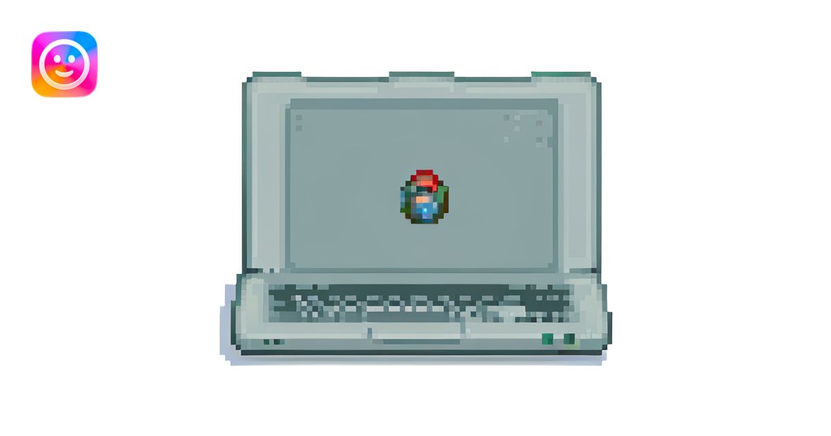 pixel art style laptop, closed, viewed from an angle, minimal details ...