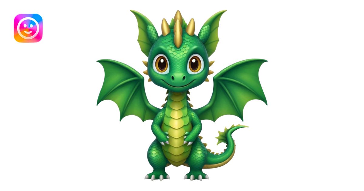 standing cute dragon emoticon style emoji | AI Emoji Generator