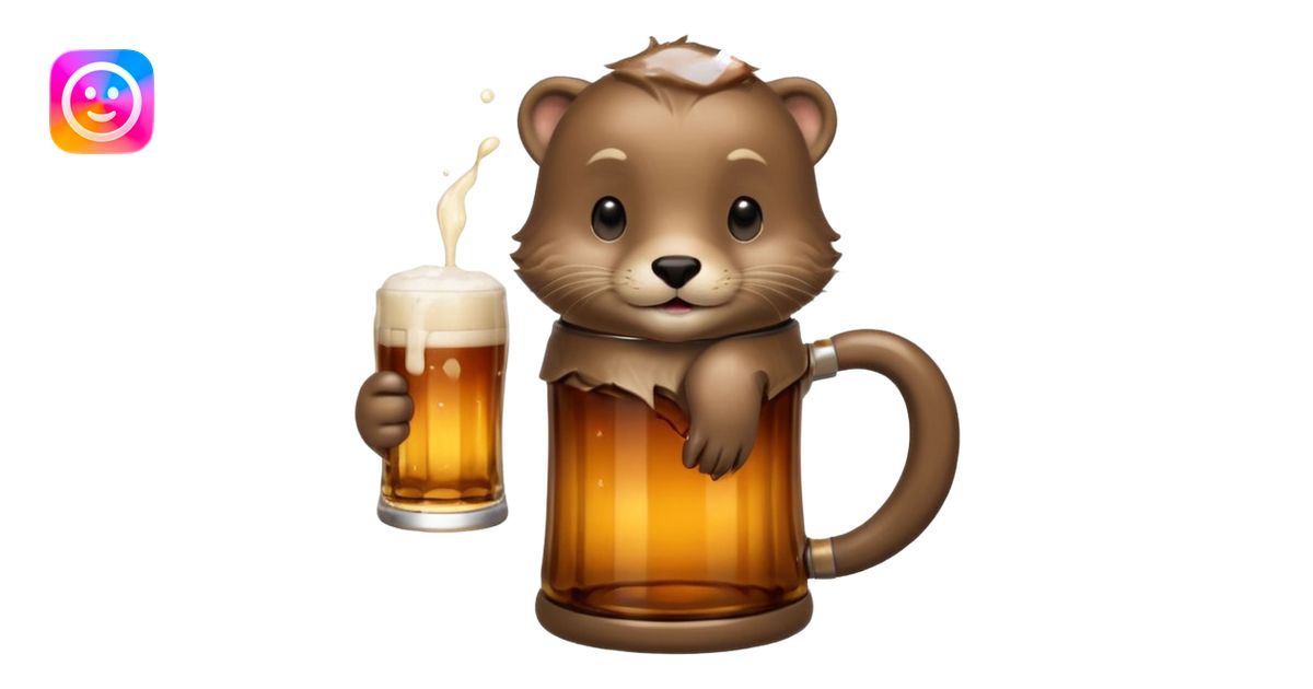 a beer holding an otter in its hand emoji | AI Emoji Generator