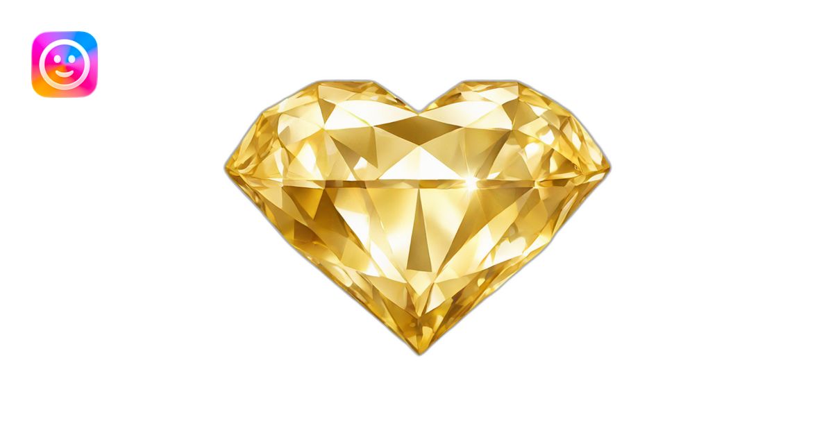 gold #c5b792 diamond with a golden heart shape emoji | AI Emoji Generator