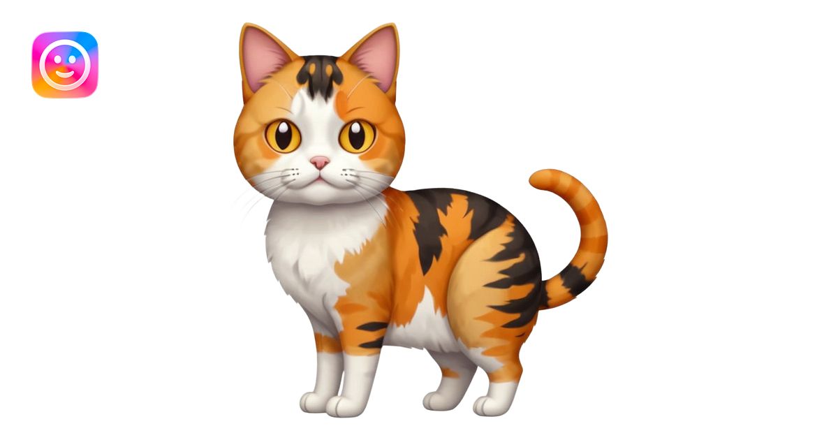 full body colourful calico tabby cat with skinny head and fat body with ...