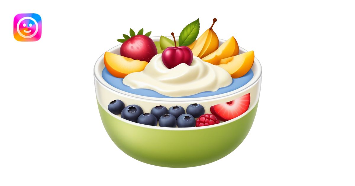 Yogurt and fruit bowl emoji | AI Emoji Generator