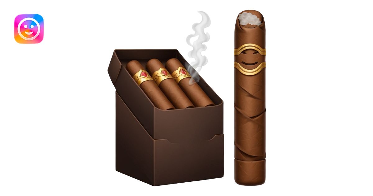 Emoji-style cigar icon, dark brown wrapper, subtle smoke, minimalistic ...