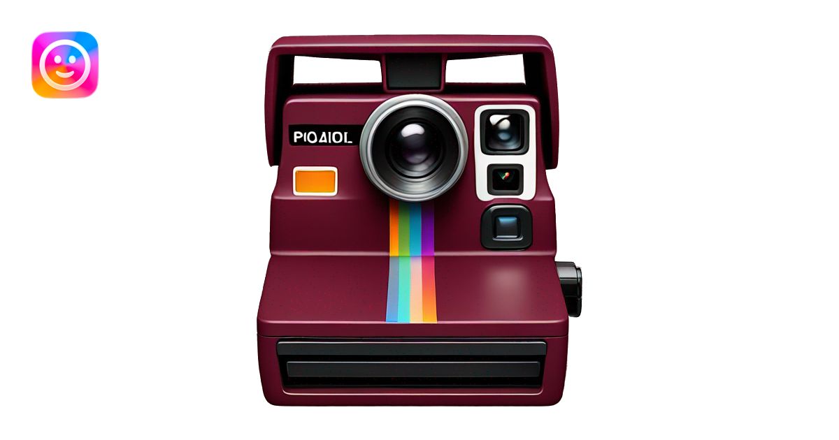 Polaroid camera realistic burgundy color emoji | AI Emoji Generator