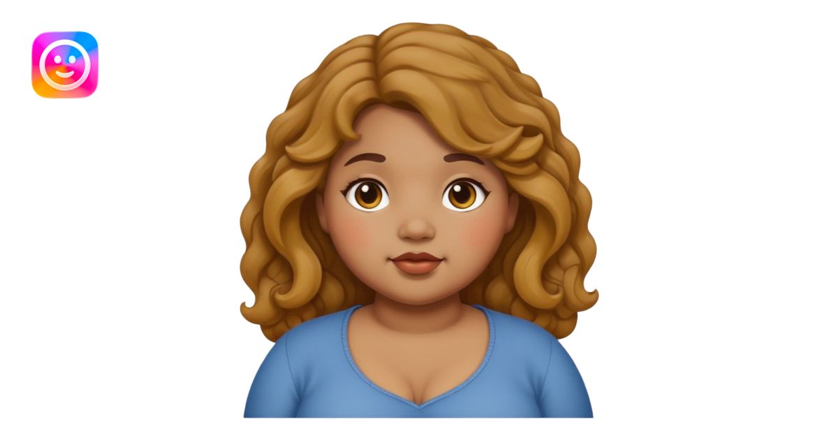 chubby girl with dusky skin tone and wavy hairs emoji | AI Emoji Generator