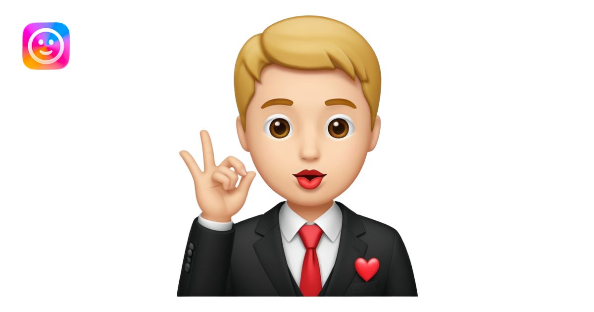 man in suite blowing a kiss. emoji | AI Emoji Generator