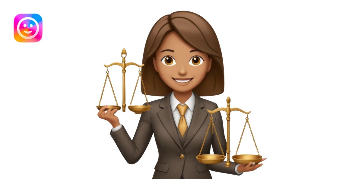 lawyer woman, standing with scales of justice, business suit, smiling ...
