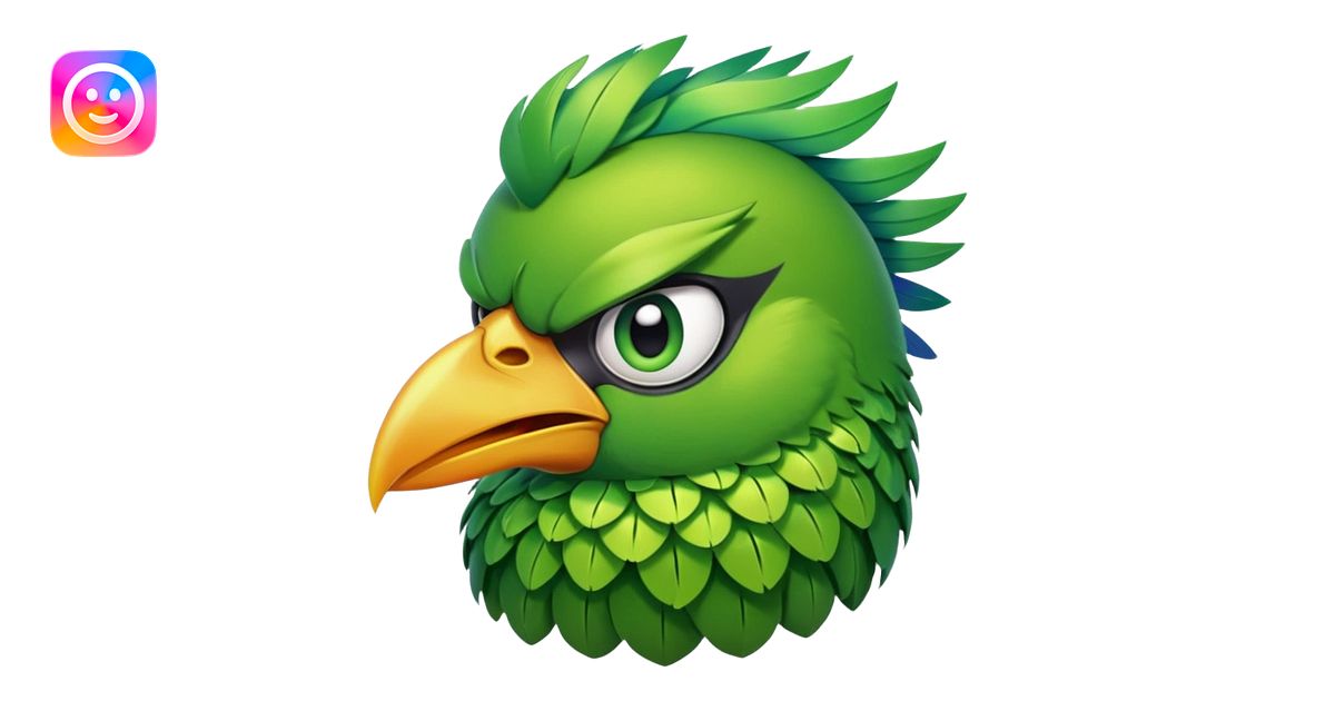 Green bird which is angry emoji | AI Emoji Generator